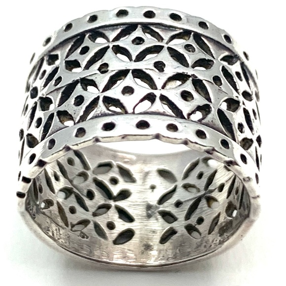 Jewelry | Vintage Sterling Silver Openwork Wide Band Ring | Poshmark